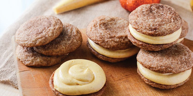 Delicious Pumpkin Snickerdoodle Sandwich Cookies