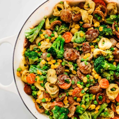 One-Skillet Sausage Tortellini Freezer Meal - Happy Money Saver